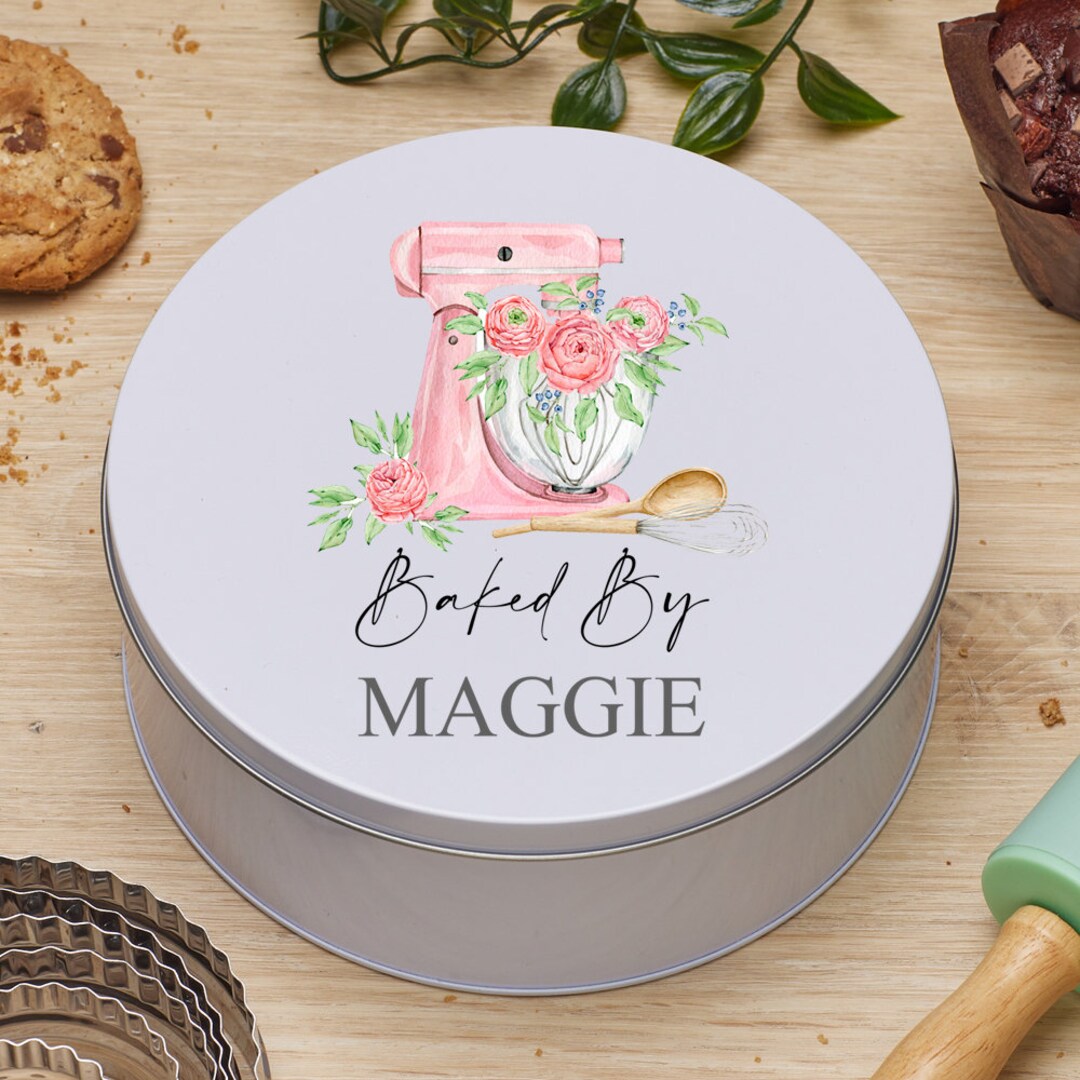 Personalised Cake Tin Baking Gift, Metal Storage Tin Kitchen Baked By ...
