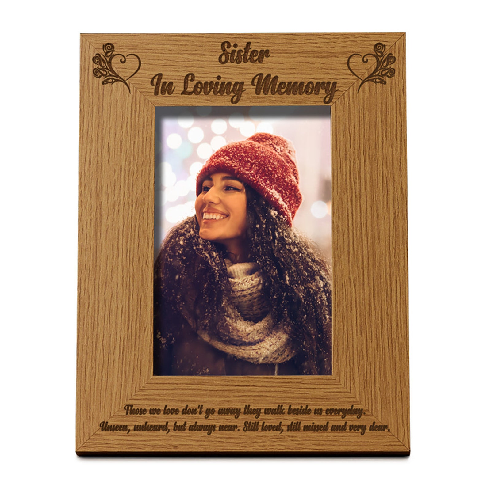 Sister in Loving Memory Remembrance Portrait Wooden Photo Frame Gift ...