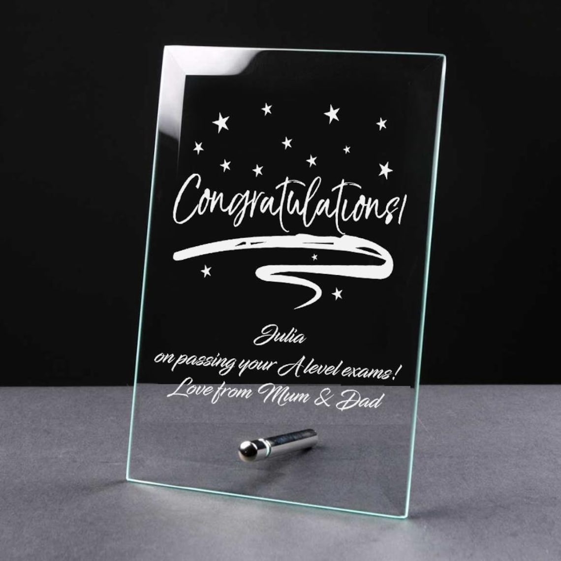 Personalised Congratulations Sentiment Gift Glass Plaque | Etsy