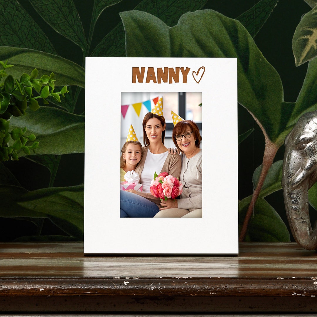 White Engraved Nanny Picture Photo Frame Heart Gift Portrait - Etsy