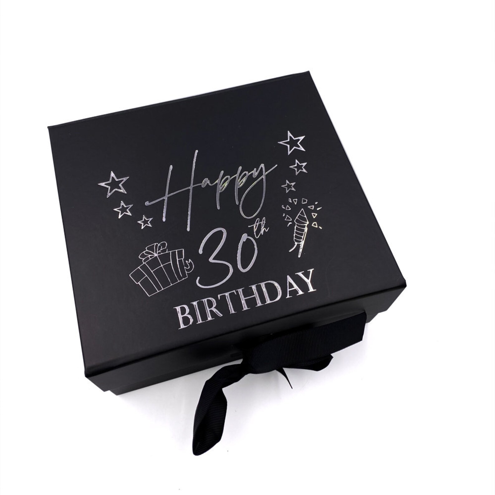 Black 30th Birthday Keepsake Memory Box Gift With Silver Print | Etsy