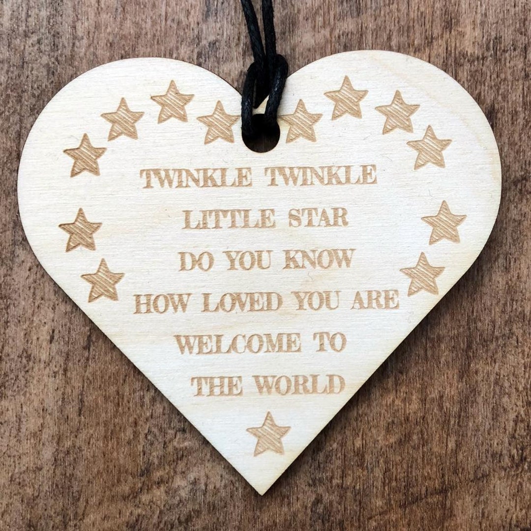 Twinkle Twinkle Little Star Baby Wooden Hanging Heart Plaque Gift - Etsy