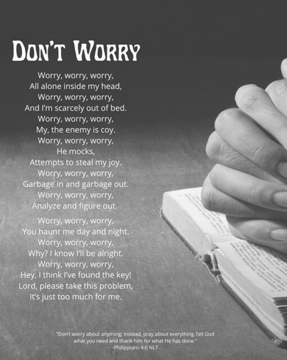 Don't Worry Poem | Etsy