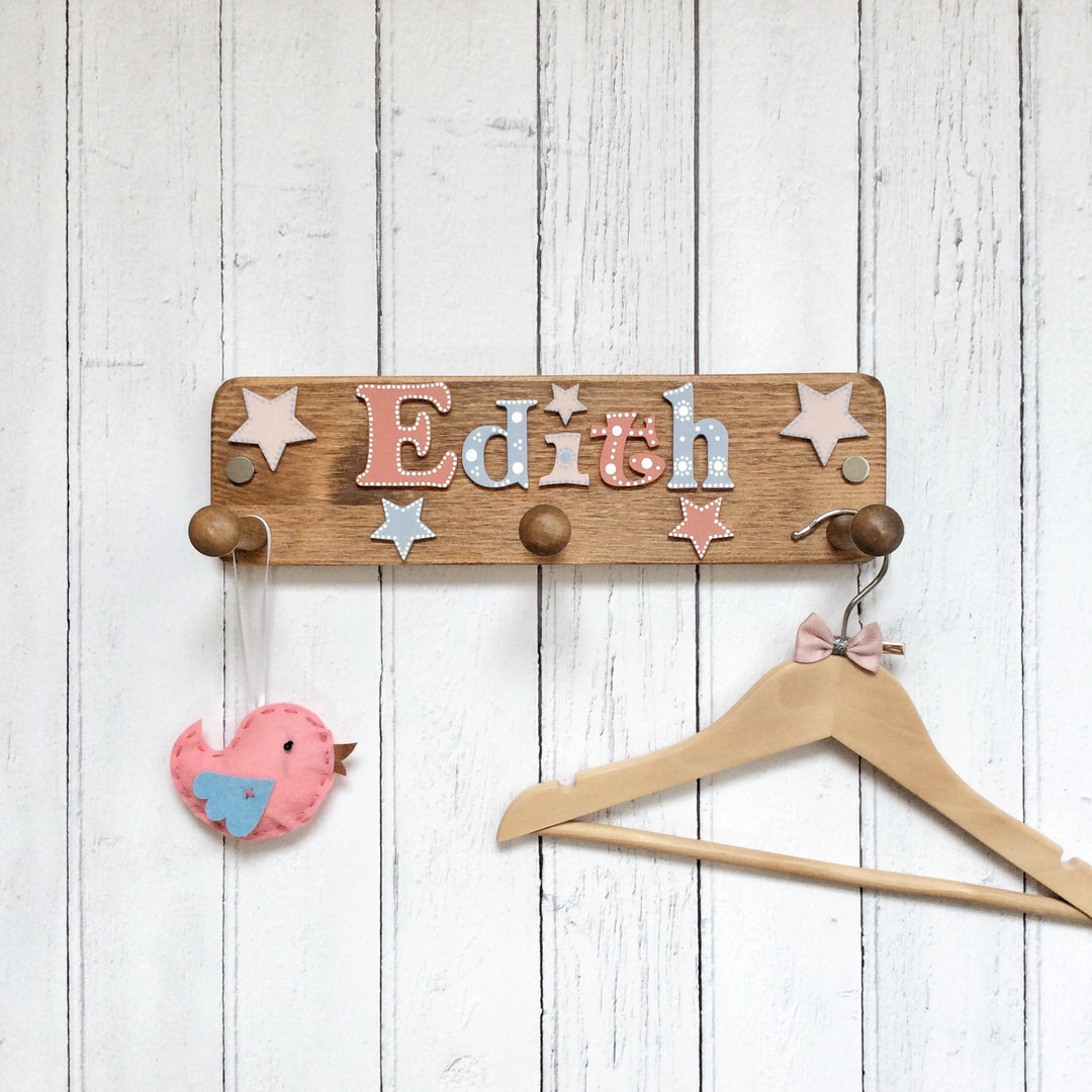 Child's Bedroom Hooks Personalised Bedroom Hooks Kids Coat Hooks Custom ...