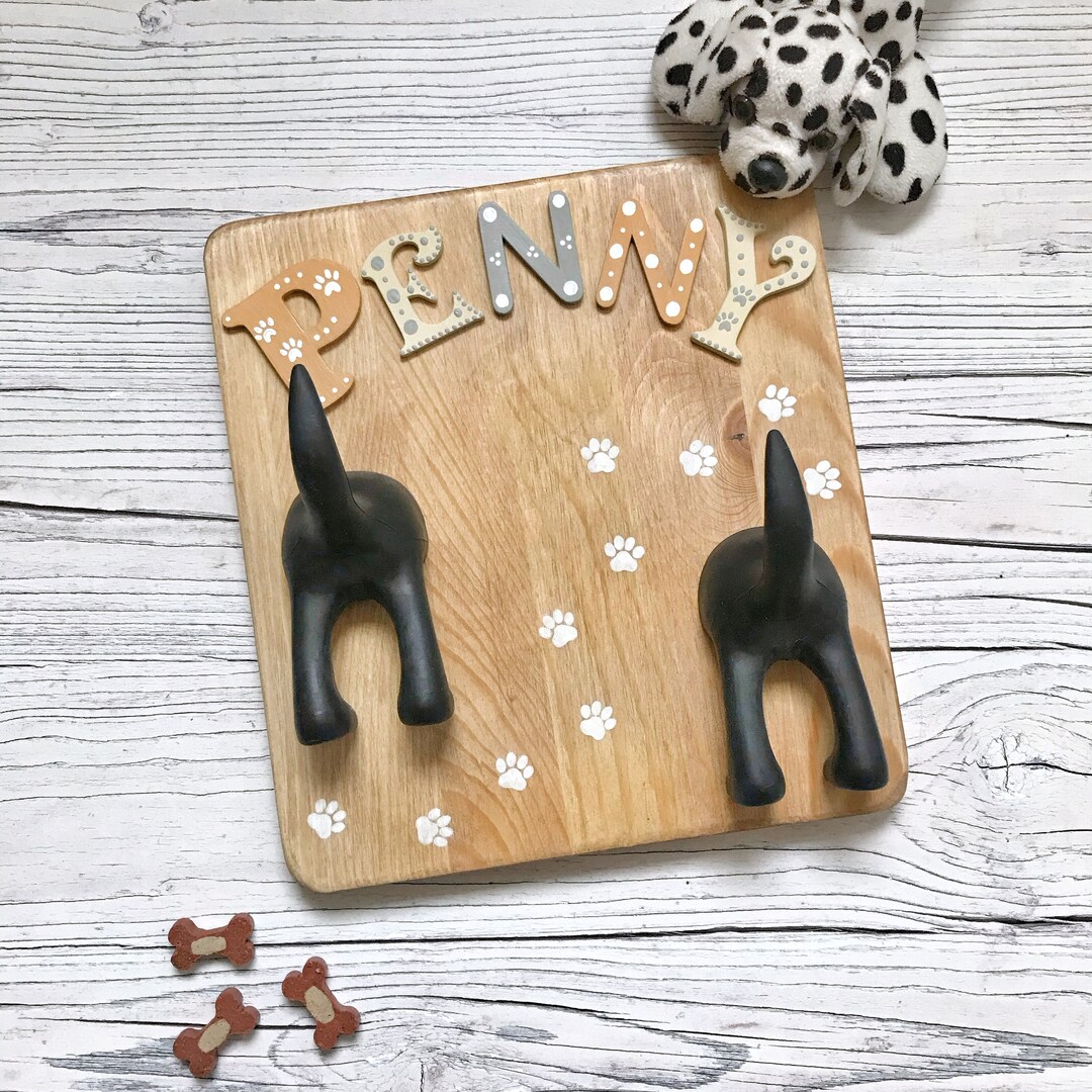 Personalized Dog Lead Hook: Recycled Wood, Amusing Tail Design - Etsy