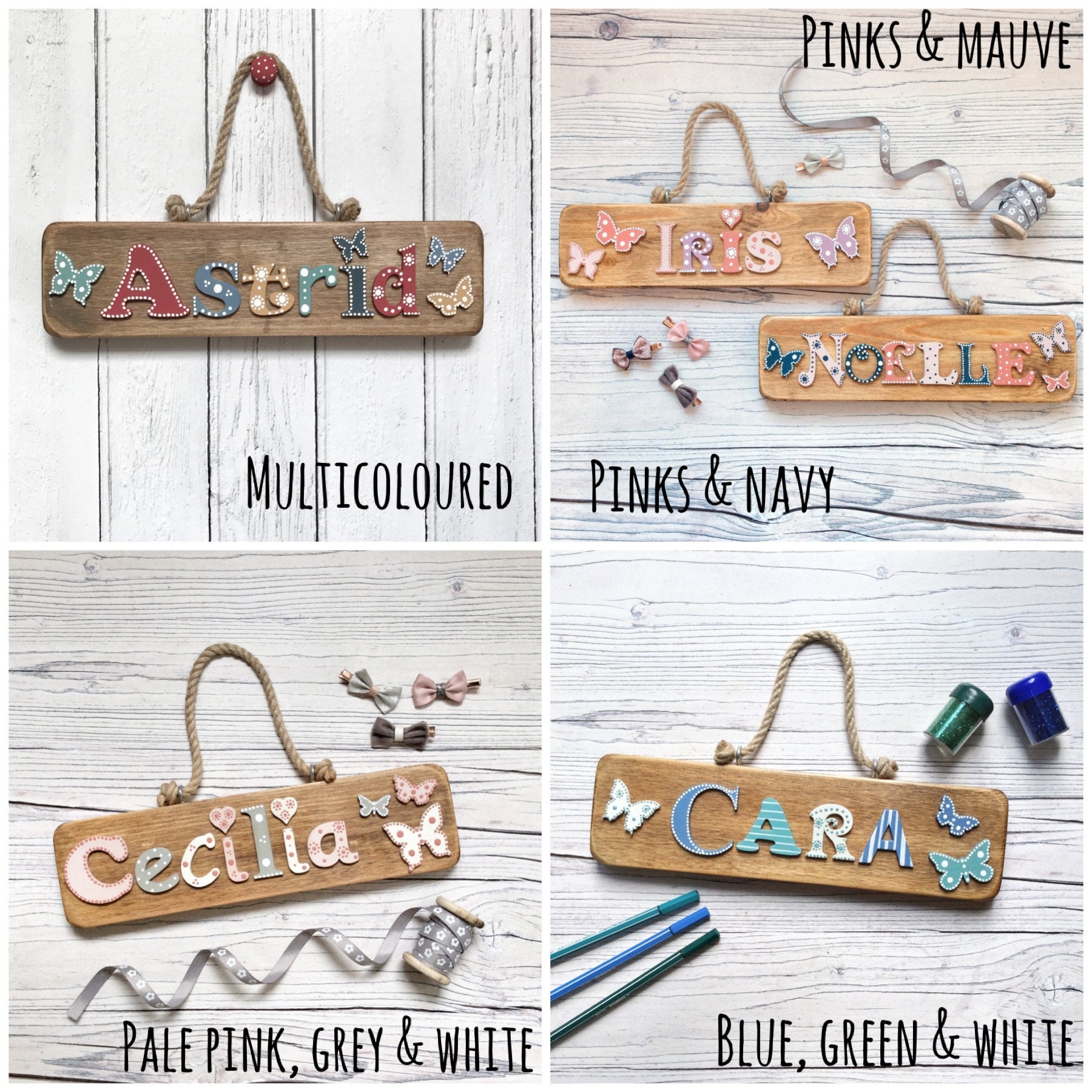 Butterfly Door Sign for Girls: Personalise With Name and Multiple ...