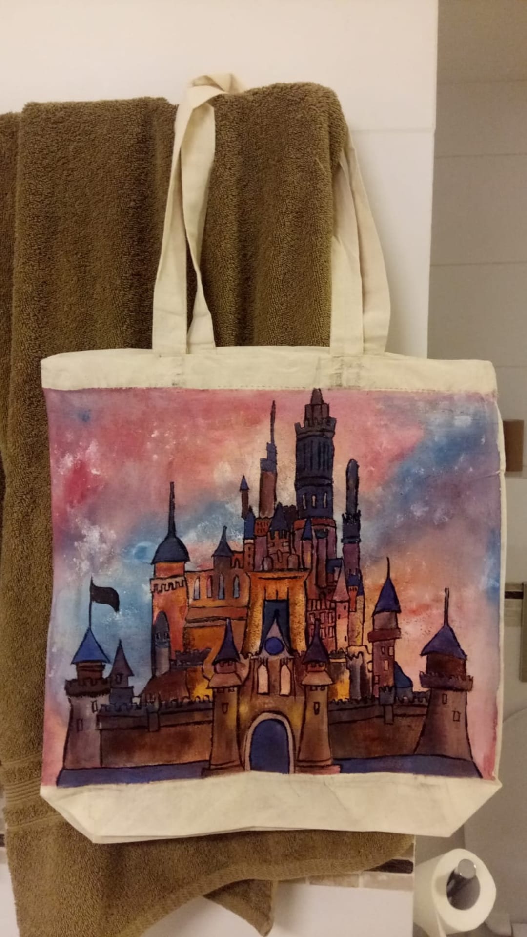 Castle Canvas Tote Bag Hand Painted - Etsy