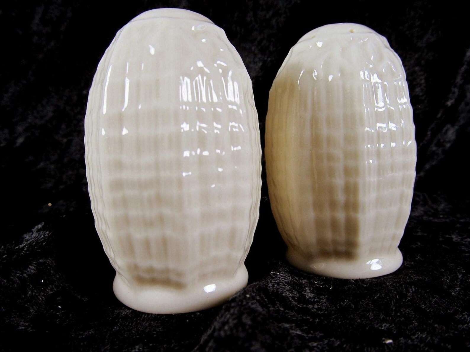 Vintage Belleek Irish Salt & Pepper Shakers: Tridacna Pattern, Parian ...