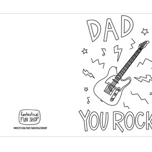 Dad You Rock Card, PRINT and Color Card for Father, Guitar Card, Rock ...