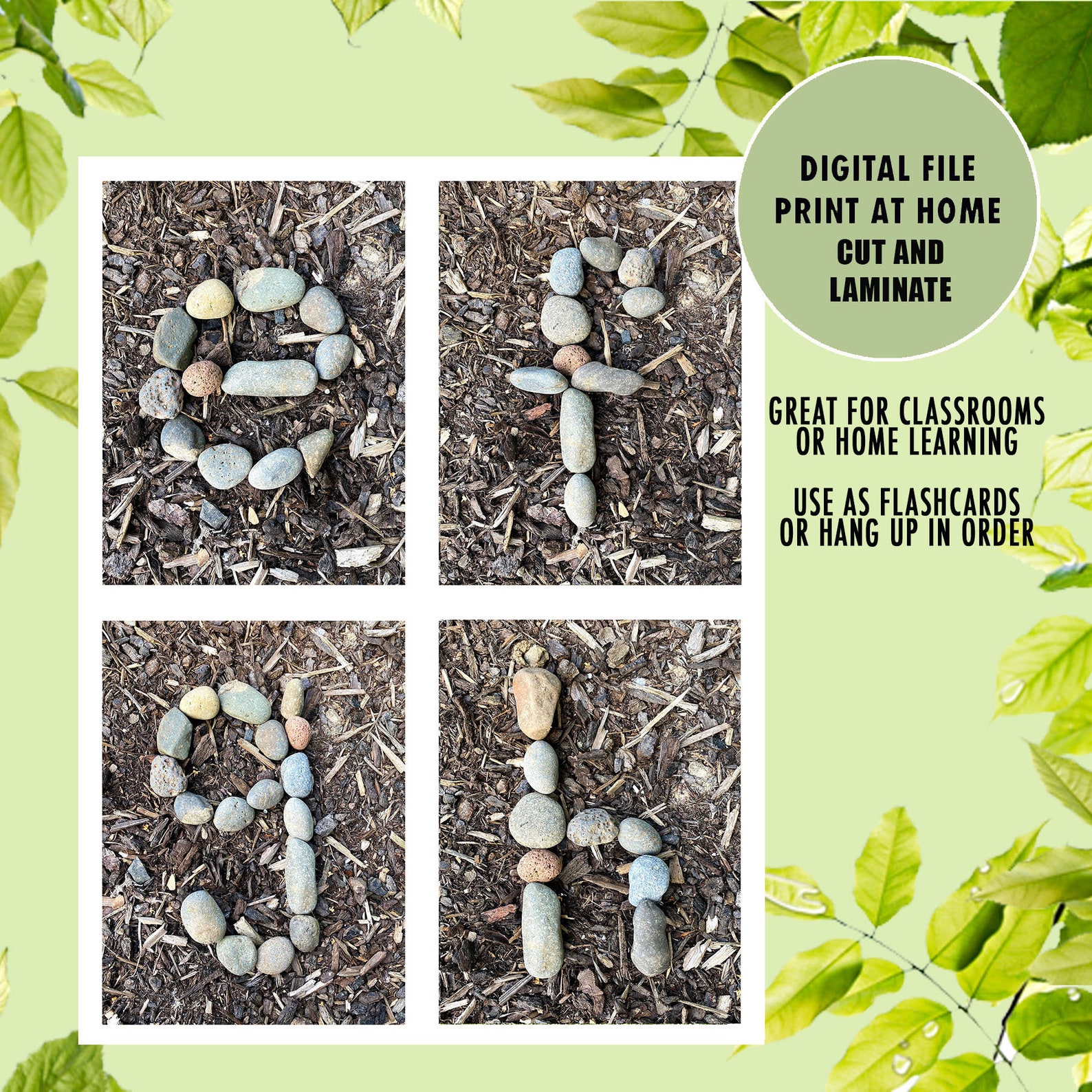 Nature Alphabet Lowercase Flashcards With Rocks Pebbles - Etsy