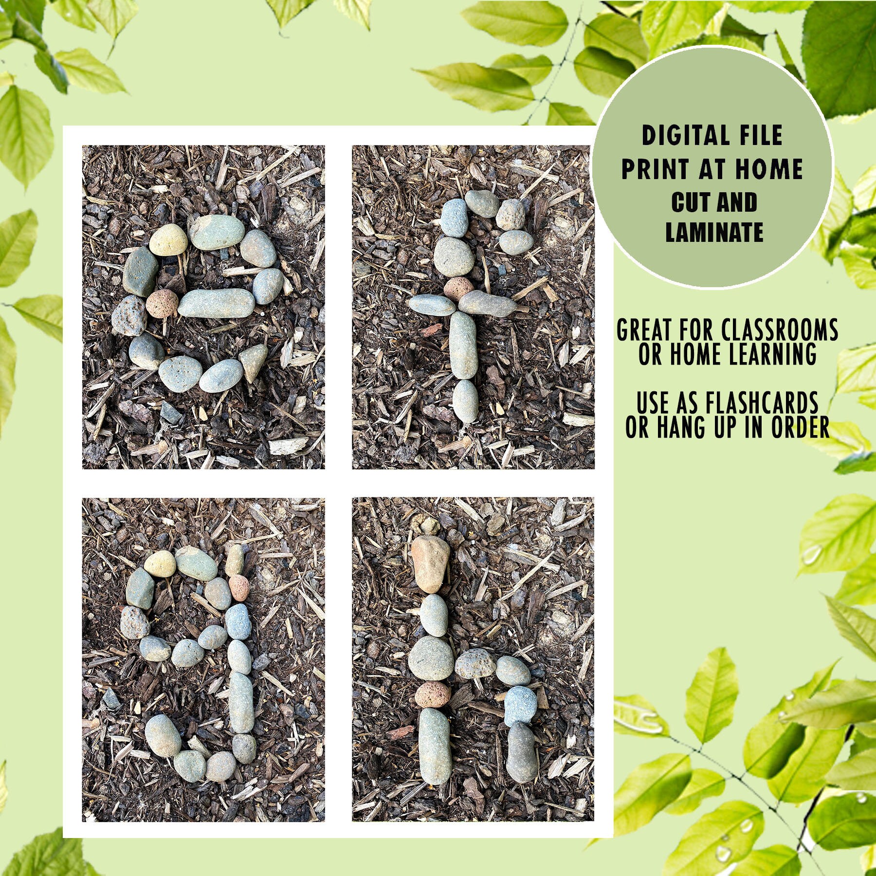 Nature Alphabet Flashcards: Rocks & Pebbles Lowercase Letters (digital ...