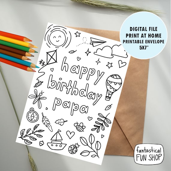 Papa Birthday Card From Grandchild COLORABLE Pa Pa Card From | Etsy