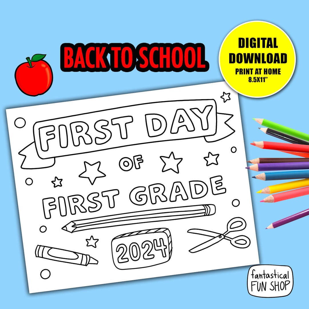 First Day of First Grade Coloring Page (digital Download) - Etsy
