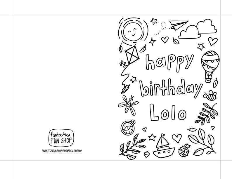 Lolo Birthday Card From Grandchild COLORABLE Card From | Etsy