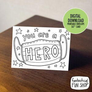 Thank You Hero Card From Child, PRINTABLE Colorable Card From Kid for ...