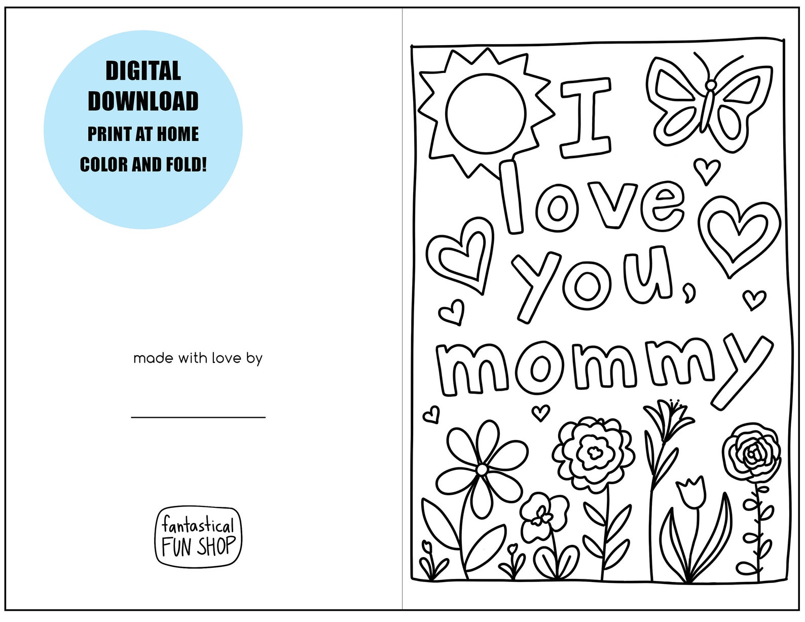 Printable I Love You Mommy Coloring Card From Child Son - Etsy