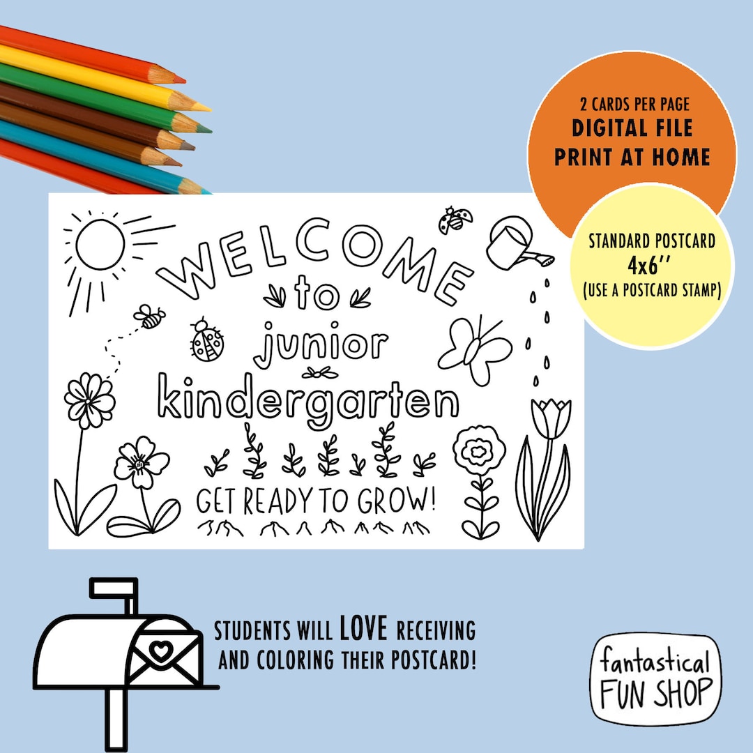 Junior Kindergarten Post Card for Students From Teacher PRINTABLE, Back ...