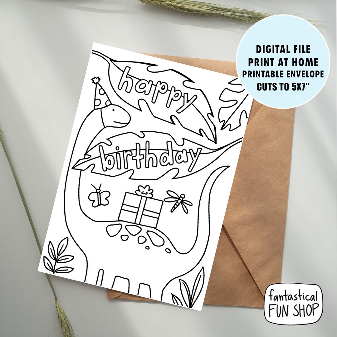 Colorable Birthday Card From Child, Birthday Card for Kid, Card From ...