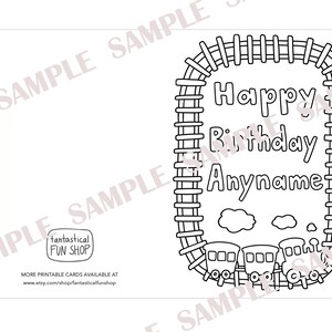 Kids Colorable Birthday Card From Child, Train Birthday Card From Kid ...