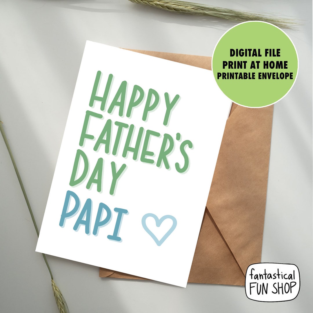 Happy Father's Day Papi PRINTABLE Spanish Fathers Day Card, Papi Father ...