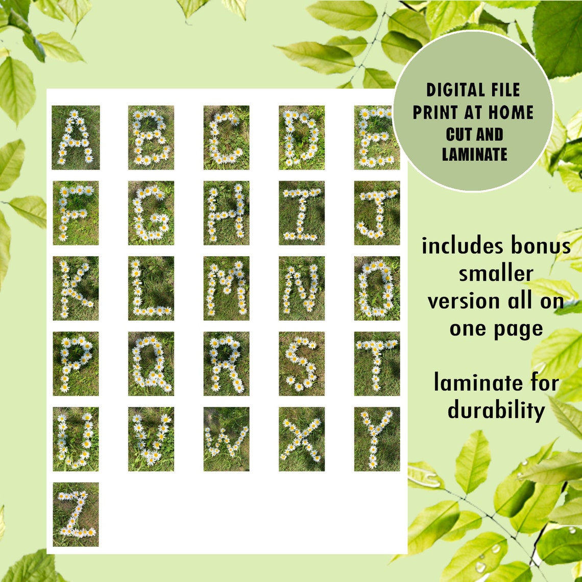 Spring Themed Alphabet Flashcards Uppercase Flower Letters - Etsy