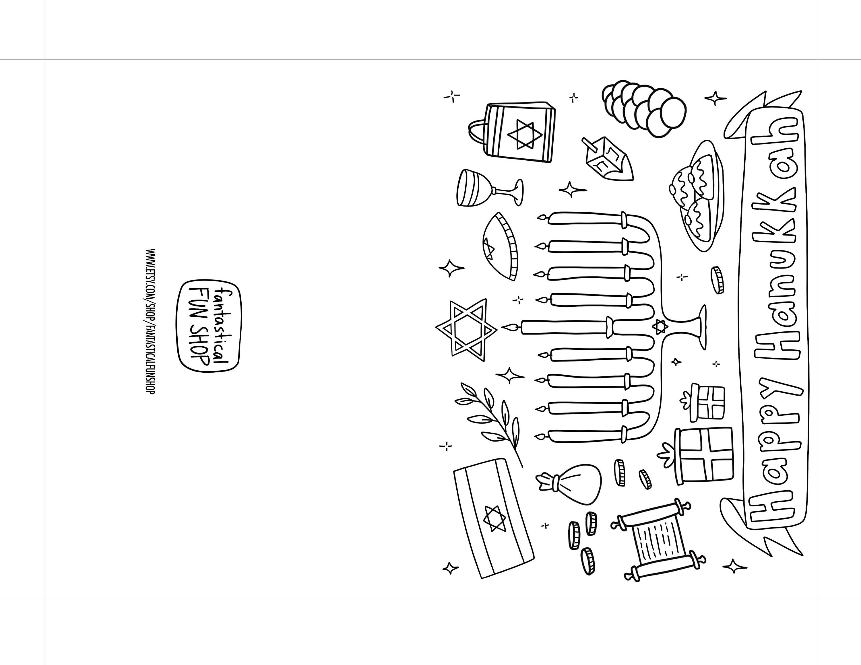 PRINTABLE Hanukkah Card to Color, Colorable Card, Kids Happy Hanukkah ...