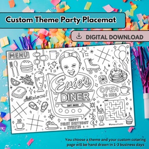 Custom Birthday Placemat Coloring Page: Personalized Party Theme ...