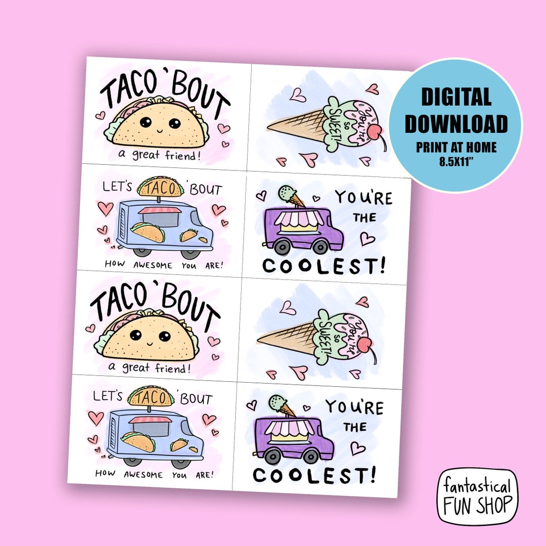 PRINTABLE Valentines for Kids, Print Yourself Valentine's Day Cards ...