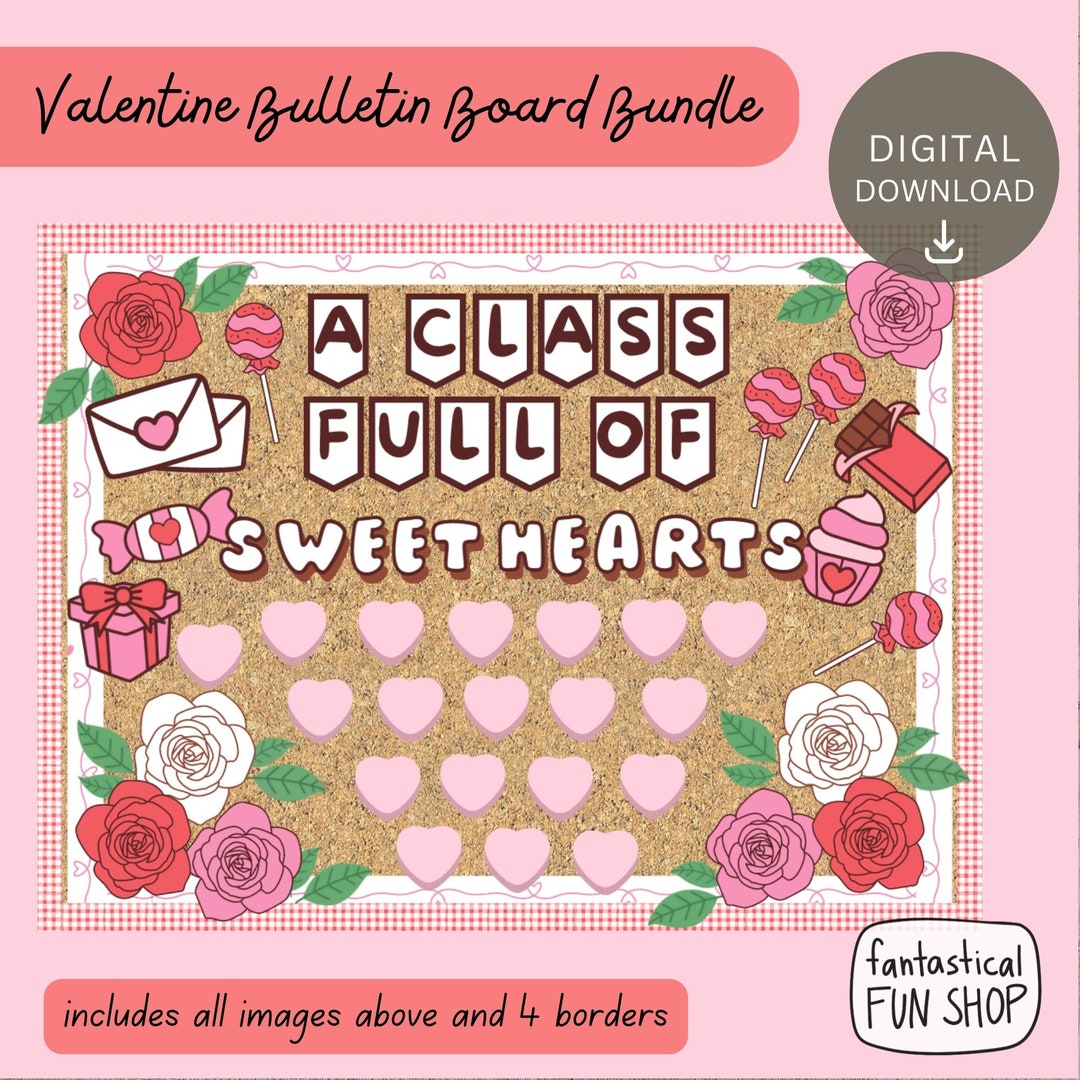 Valentine's Day Bulletin Board Kit Bundle, Valentines Decorations for ...