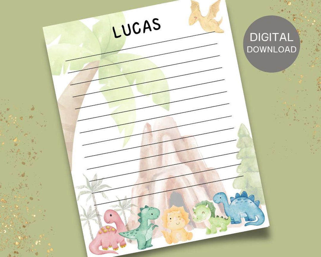 Personalized Kids Stationery With Dinosaurs, CUSTOM Stationary for ...