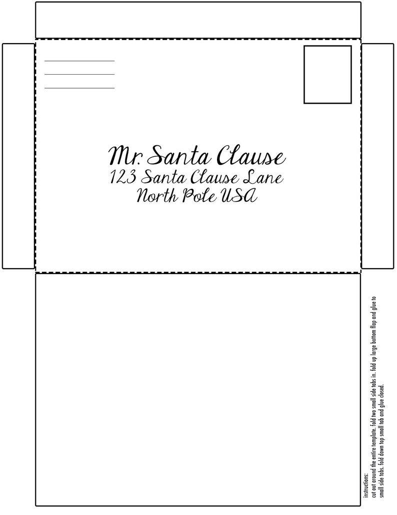 Letter to Santa With Envelope Template, PRINTABLE Coloring Page, Dear ...