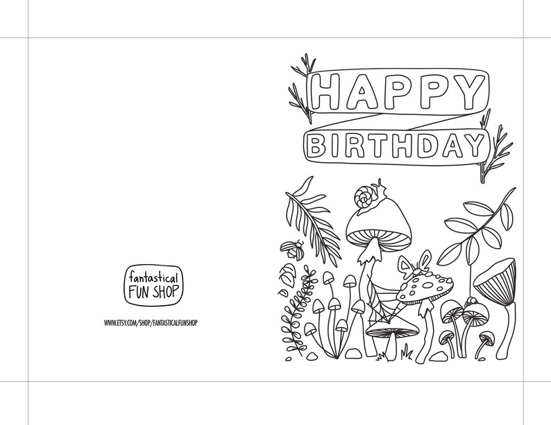 Forest Birthday Card to Color: Kids Craft (digital Download) - Etsy