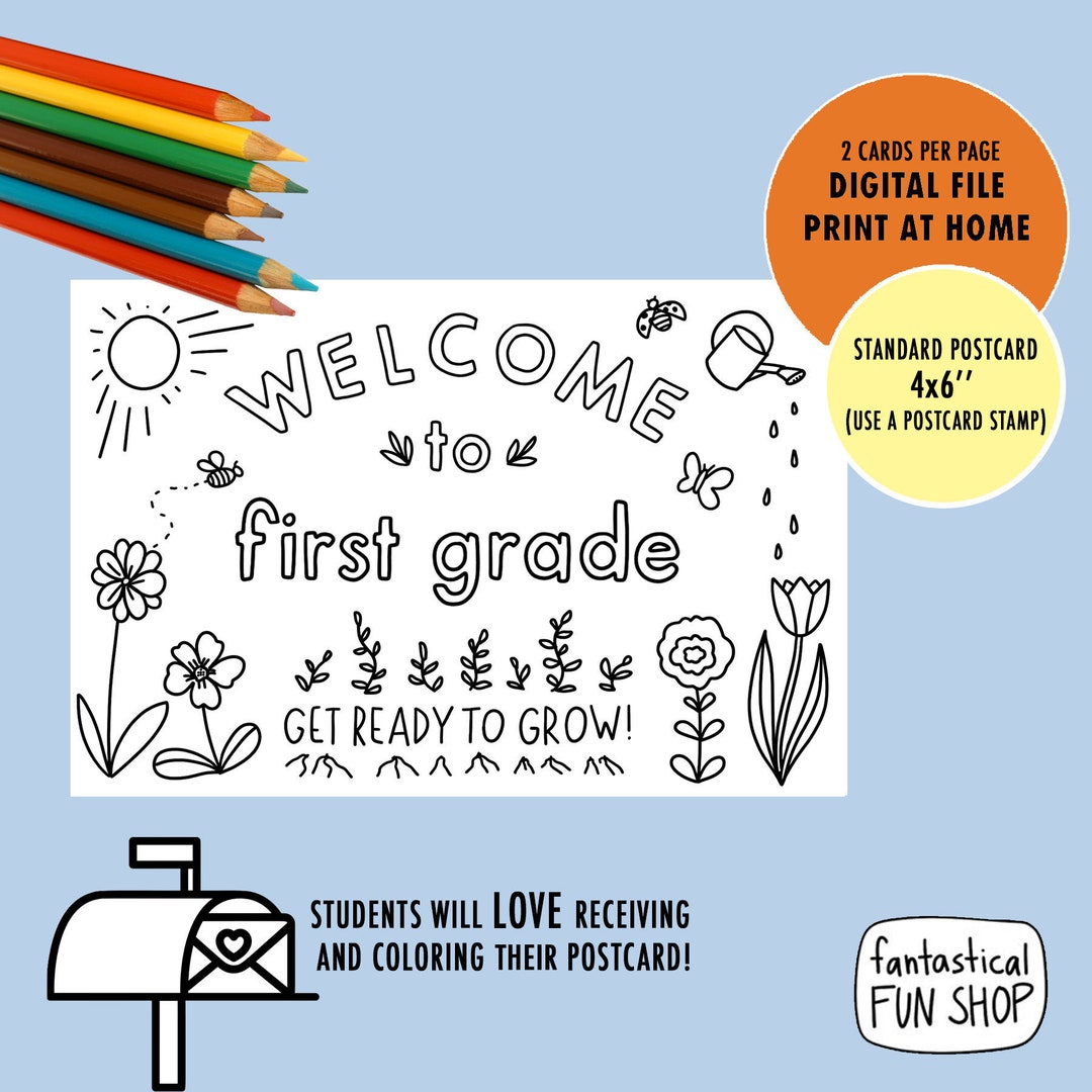 Postcard for First Grade Students From Teacher PRINTABLE, Back to ...