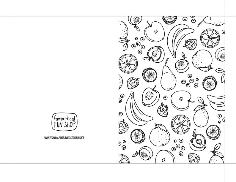 PRINTABLE Blank Card FRUIT PATTERN Fruity Card to Color | Etsy