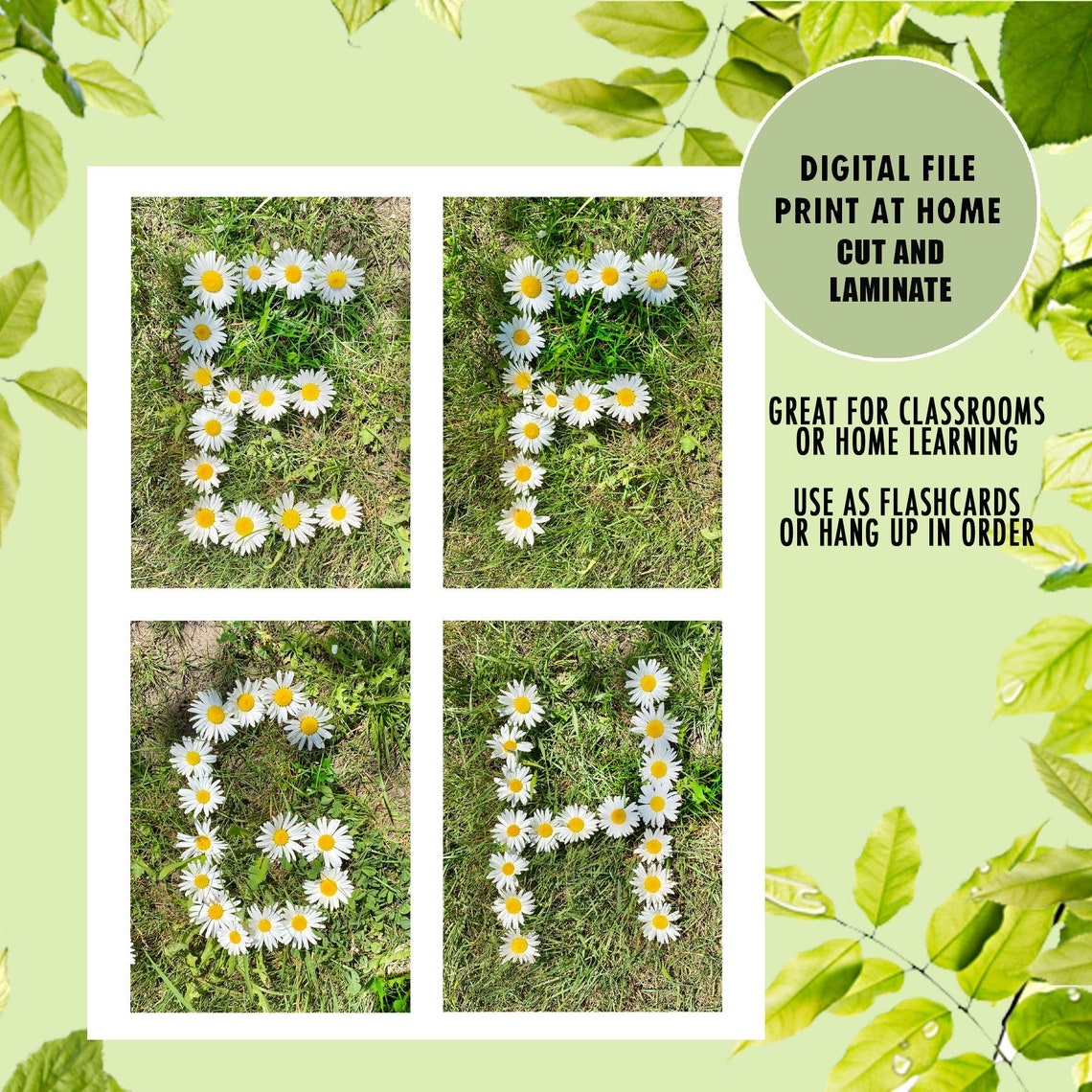 Spring Themed Alphabet Flashcards Uppercase Flower Letters - Etsy
