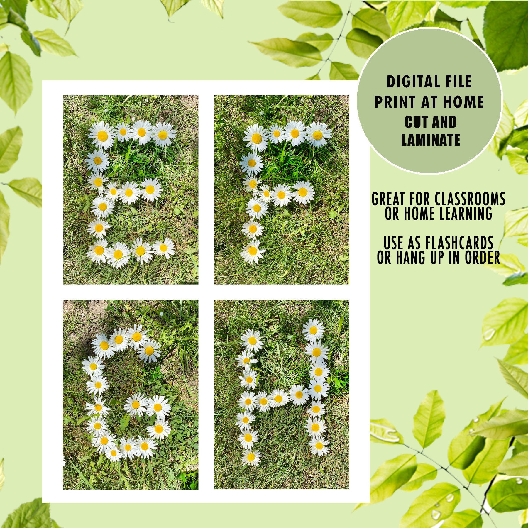 Spring Themed Alphabet Flashcards Uppercase Flower Letters - Etsy