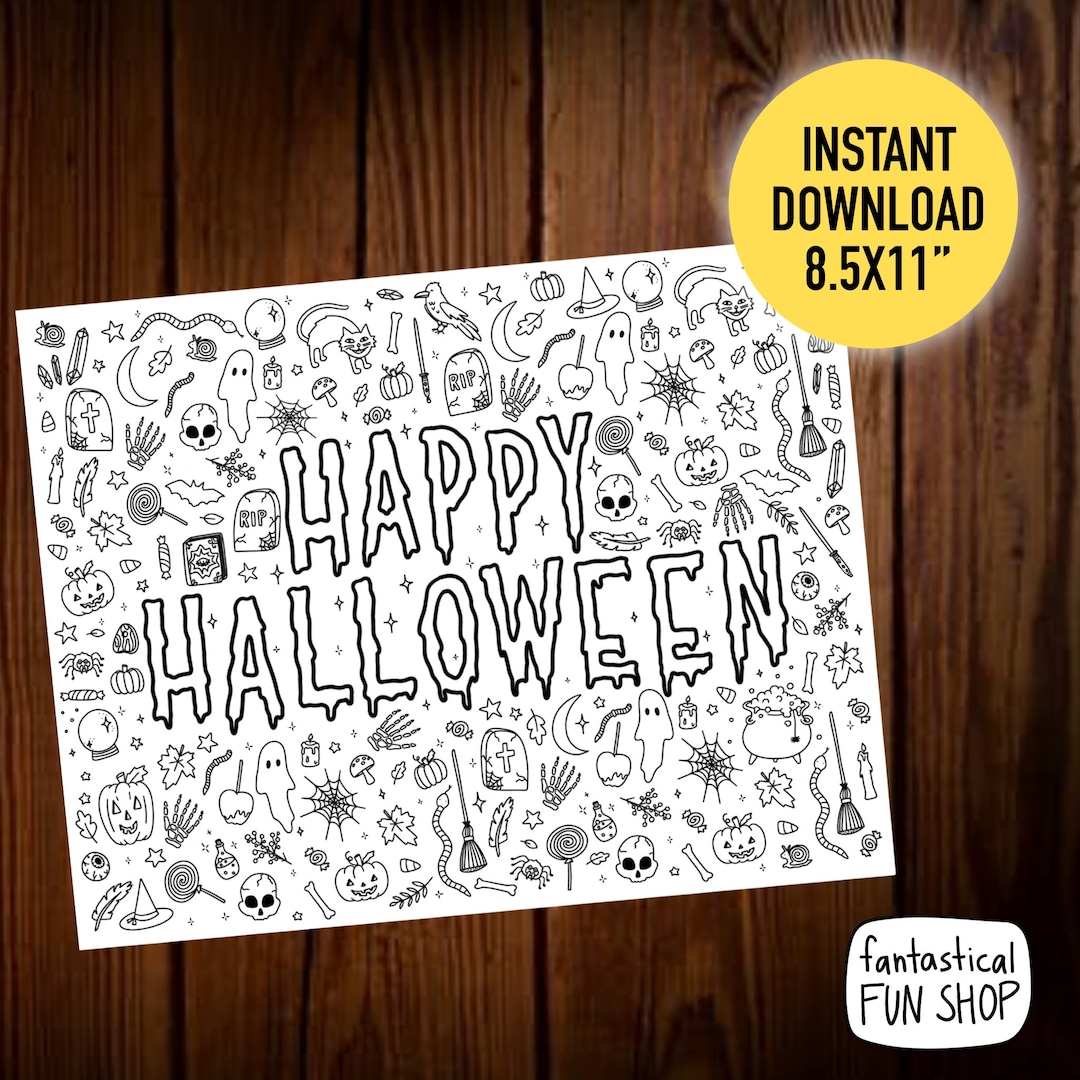 Halloween Coloring Page, PRINTABLE INSTANT DOWNLOAD, Print and Color ...