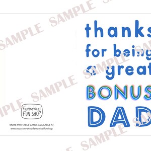 Bonus Dad Father's Day Card, PRINTABLE Card for Stepdad, Stepfather ...