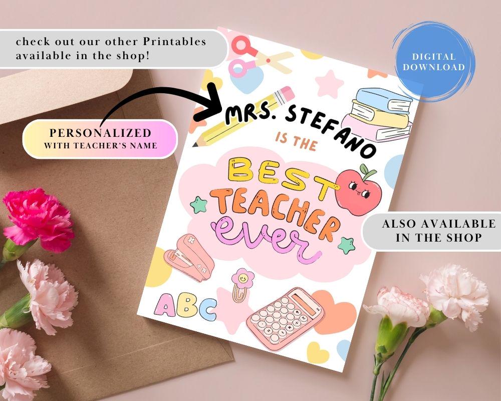 Teacher Birthday Card PRINTABLE, Happy Birthday Teacher Card From ...