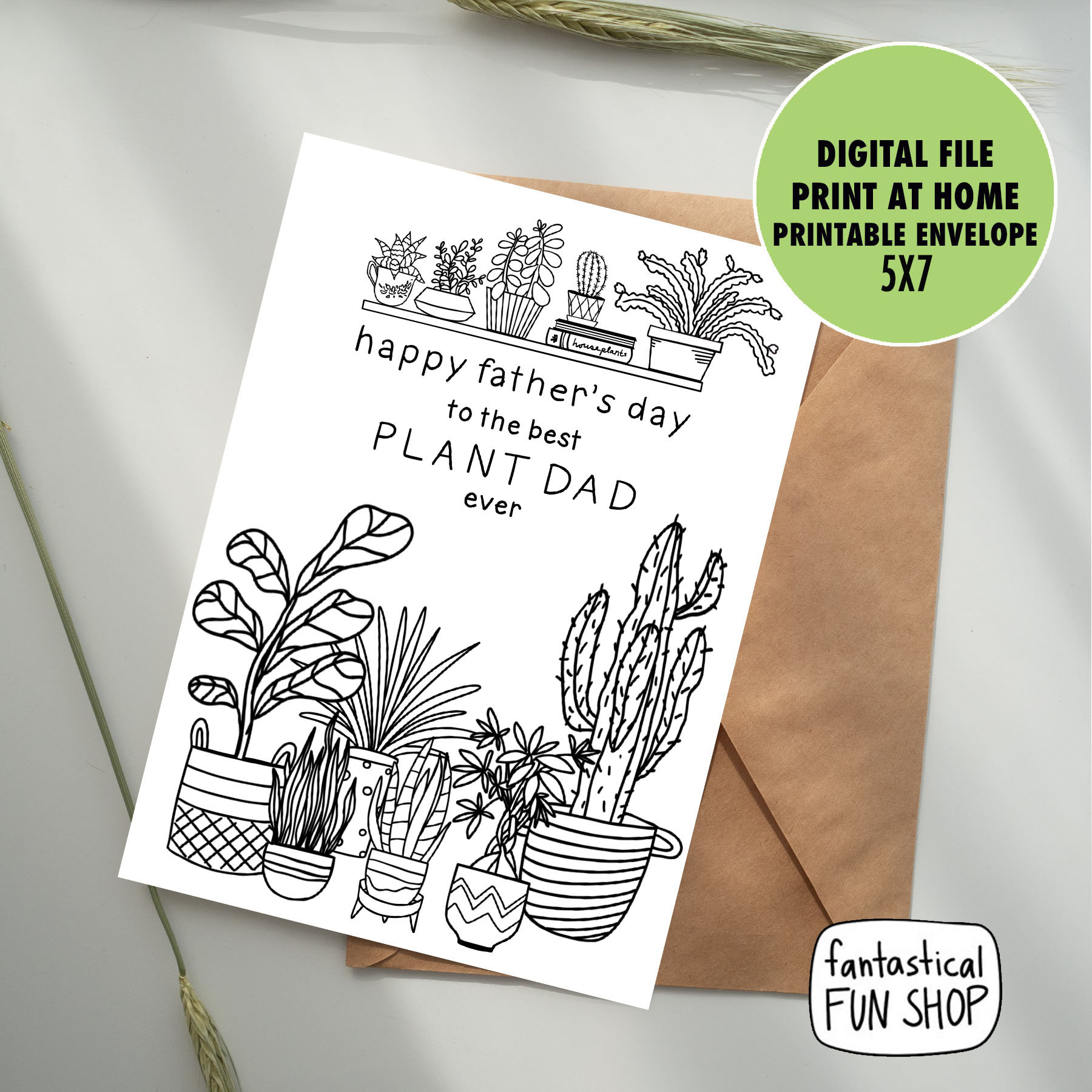 Plant Dad Card for Father's Day, PRINTABLE Colorable Card for Plant ...