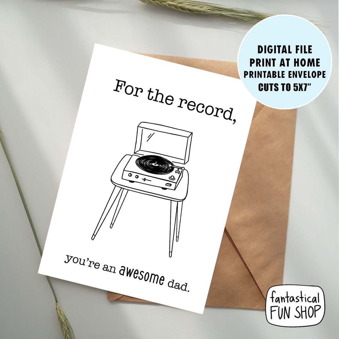 Funny Record Player Father's Day Card: Dad Joke (digital Download) - Etsy