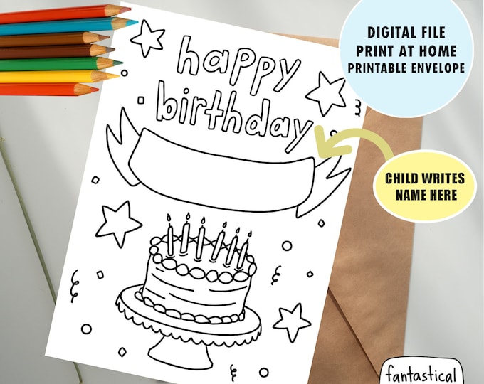 COLORABLE Birthday Card From Child, Card for Friend From Kid, PRINTABLE ...