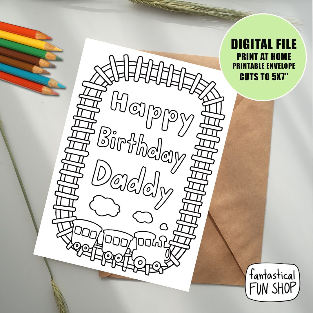 Daddy Birthday Card From Child, Dad Birthday COLORABLE Card for Father ...