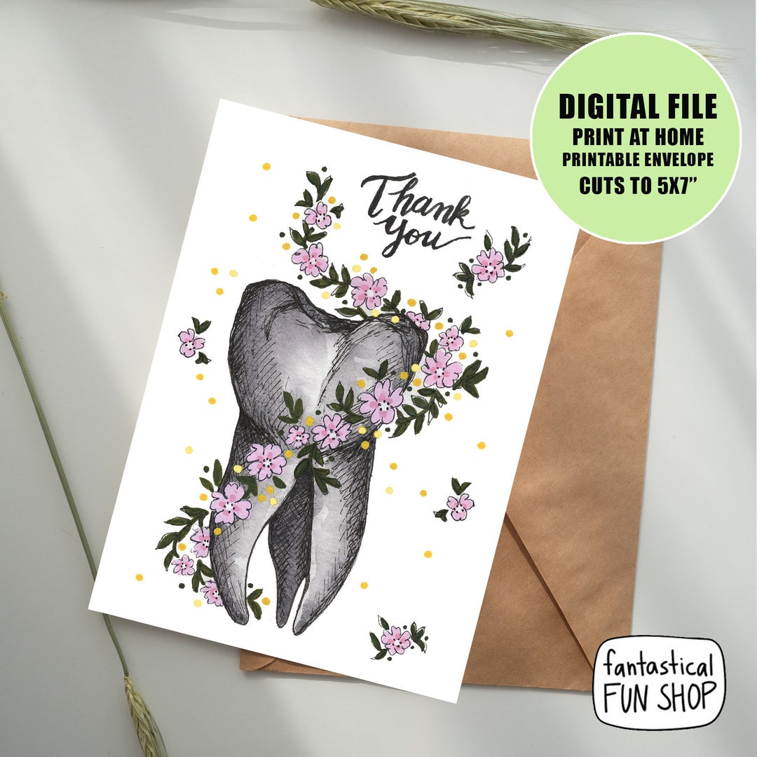 Thank You Card for Dentist, PRINTABLE Card for Dental Hygienist ...