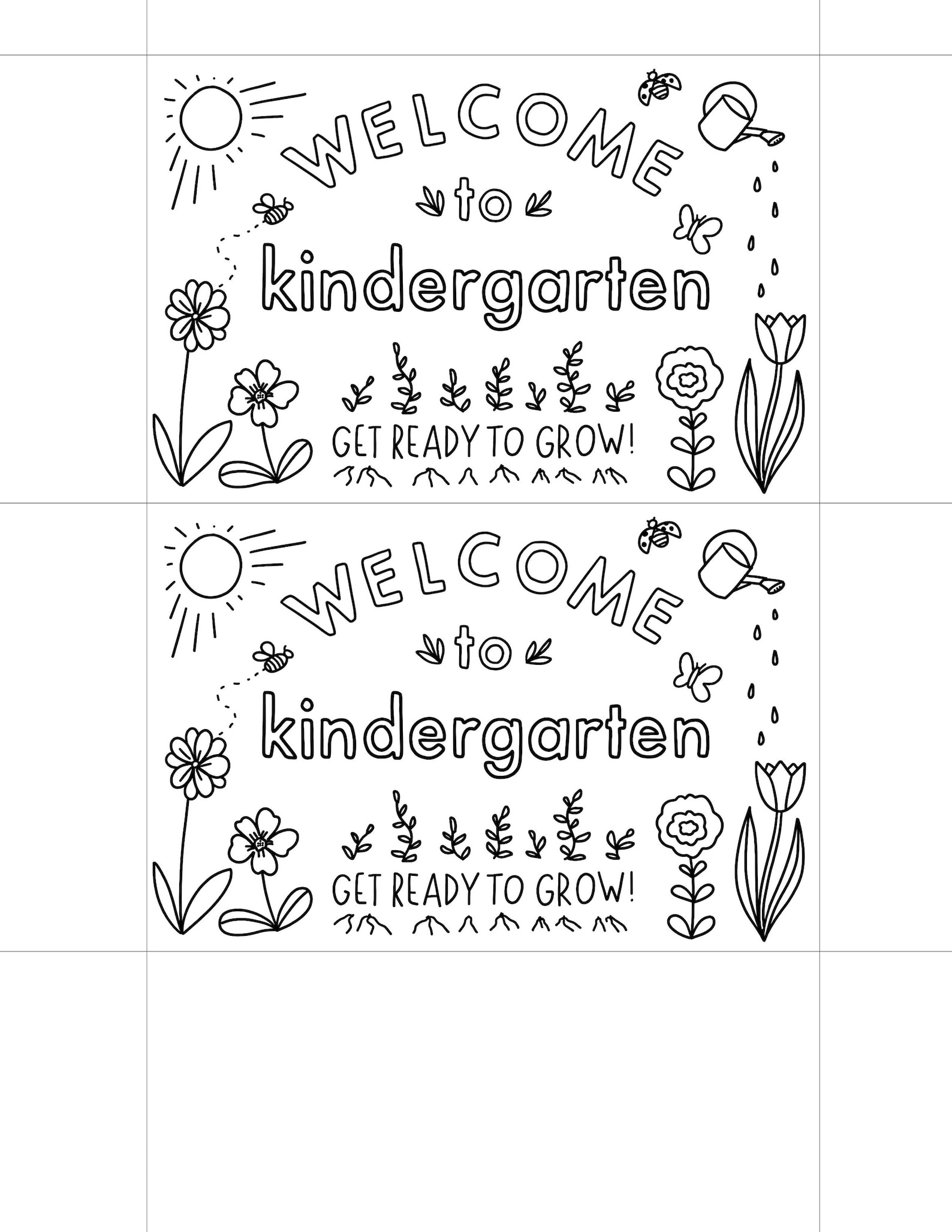 Welcome to Kindergarten Postcard: Printable Coloring Page (4x7 INSTANT ...