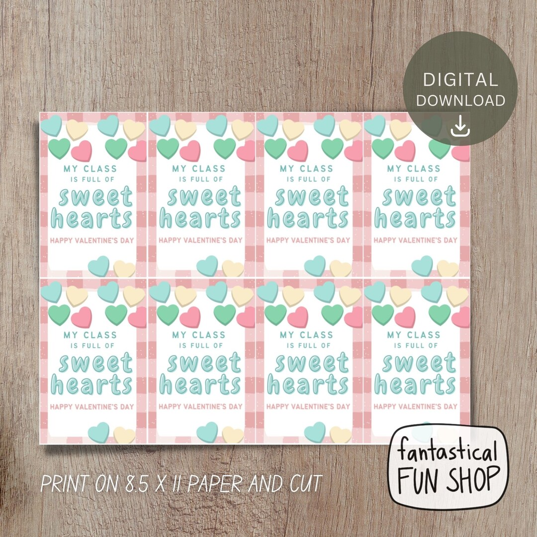 Valentines for Students From Teacher, PRINTABLE Valentine Cards for ...