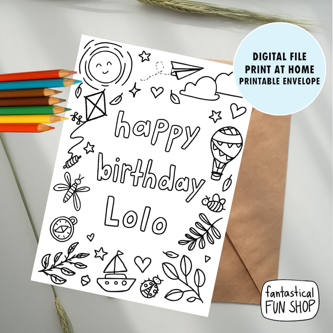 Lolo Birthday Card From Grandchild, COLORABLE Card From Granddaughter ...