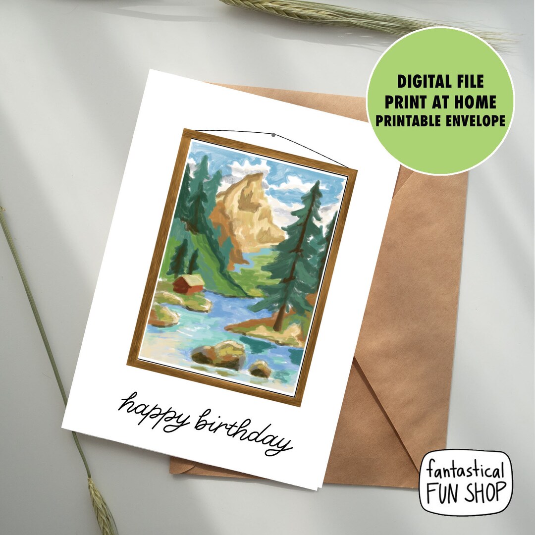 PRINTABLE Birthday Greeting Card, Nature Lover, Landscape Painting ...