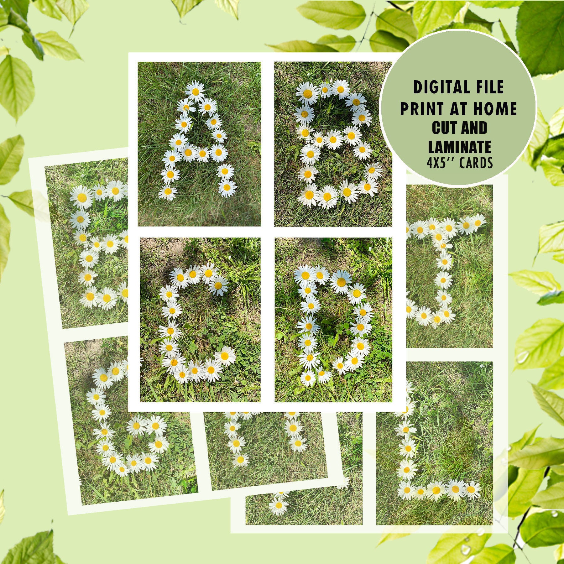 Spring Themed Alphabet Flashcards Uppercase Flower Letters - Etsy