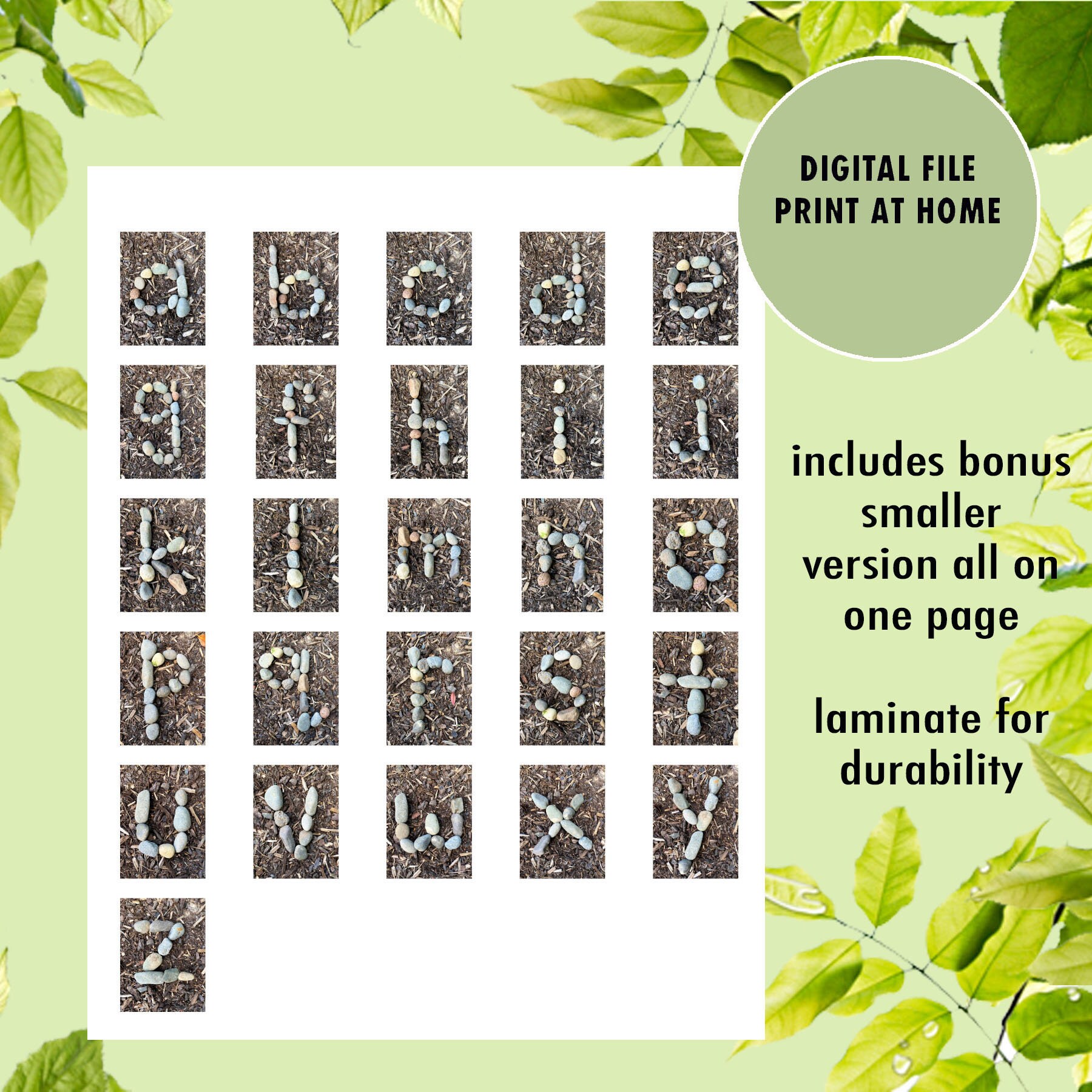 Nature Alphabet Flashcards: Rocks & Pebbles Lowercase Letters (digital ...